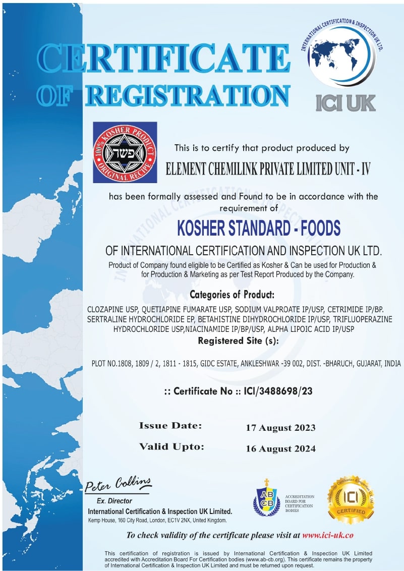 Certificate | Element-Chemilink