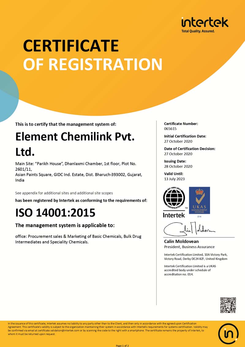 Certificate | Element-Chemilink